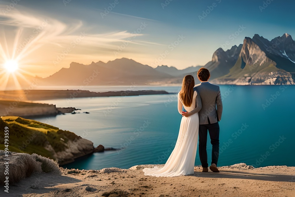 Glückliches Ehepaar in romantischer Szene Stock-Illustration | Adobe Stock