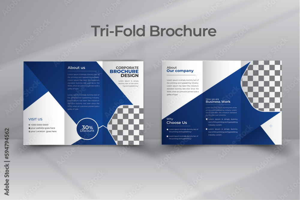Vetor de Tri Fold Brochure Design With Circle, Corporate Business ...