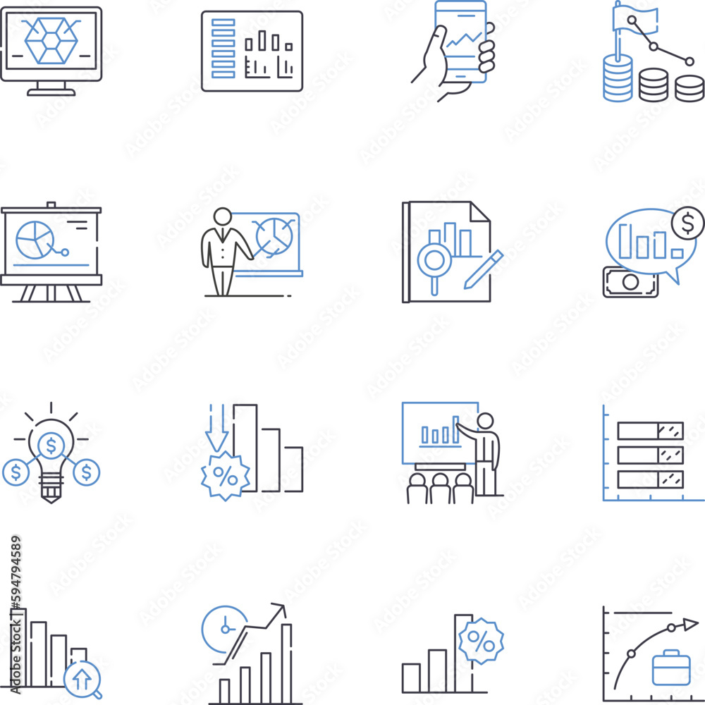 Time Series Analysis line icons collection. Trend, Forecasting ...