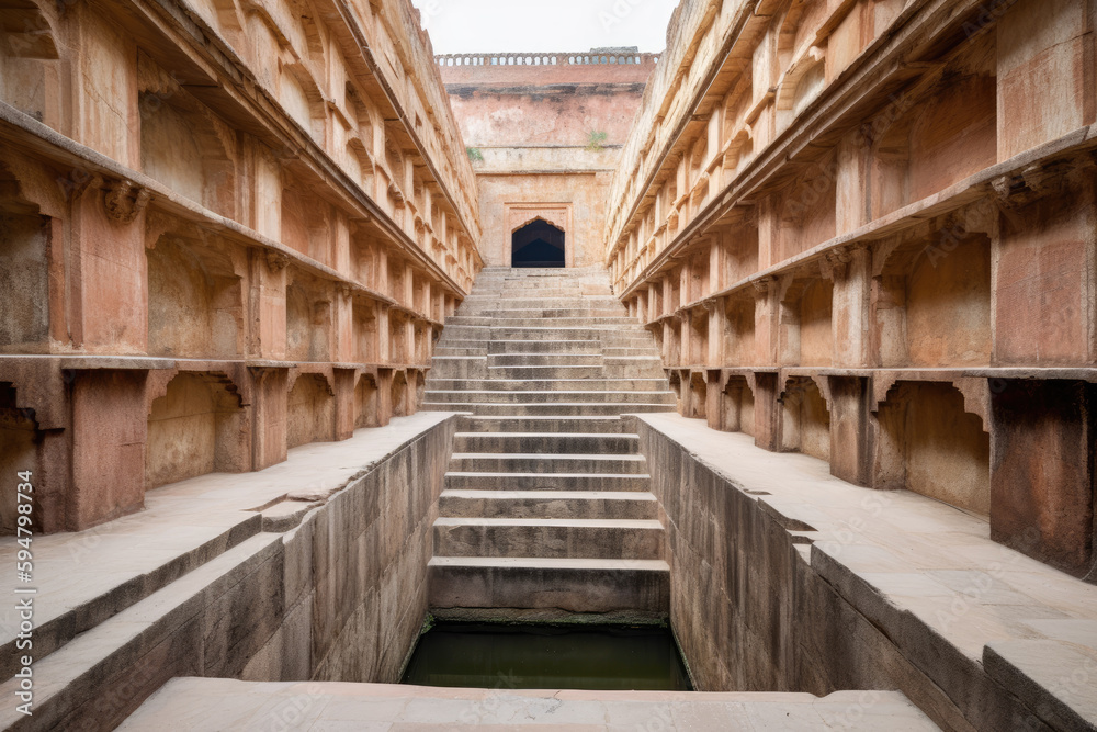 Ancient Indian step well in Jaipur, India, Architecture of stairs at ...