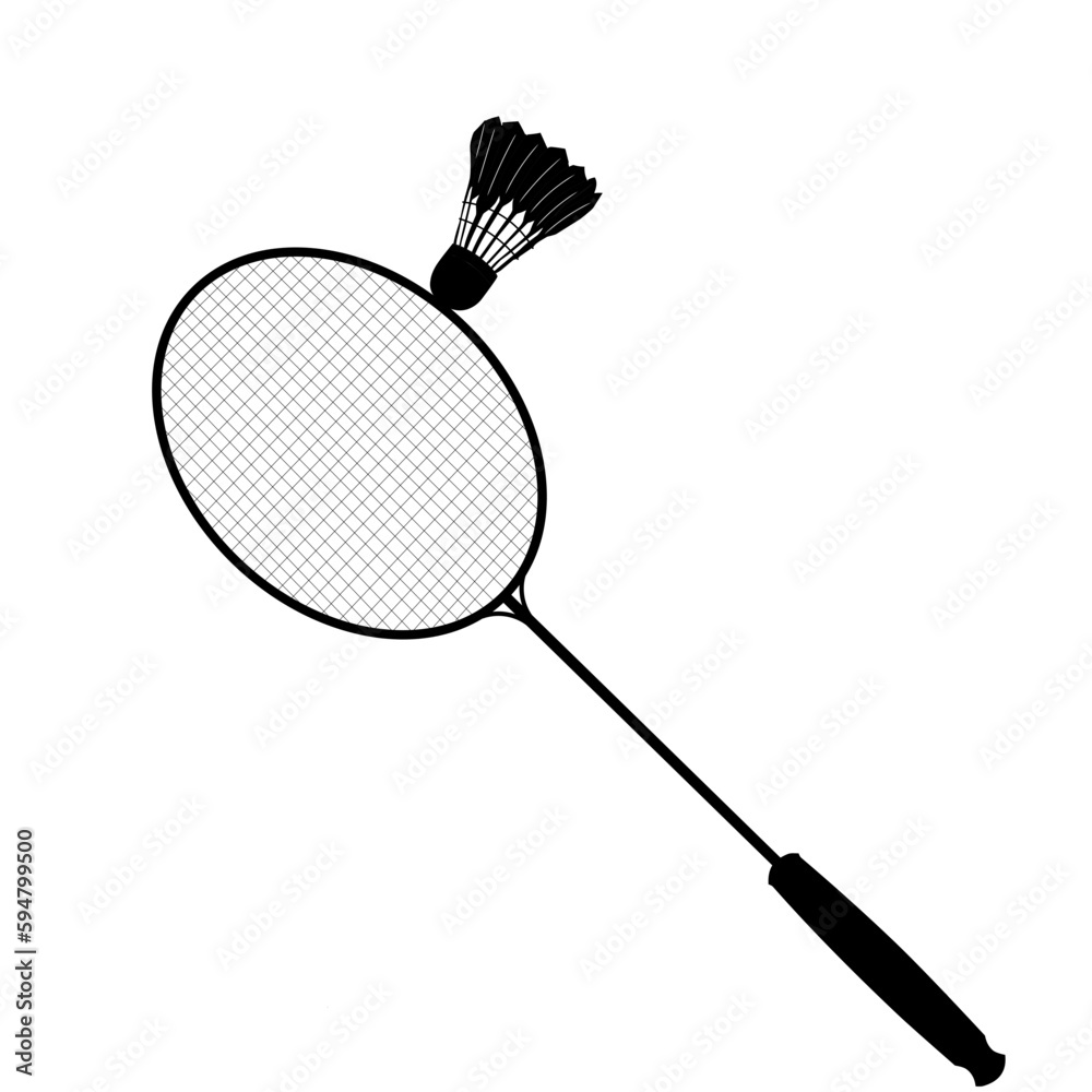 badminton racket and shuttlecock silhouette Stock Vector | Adobe Stock