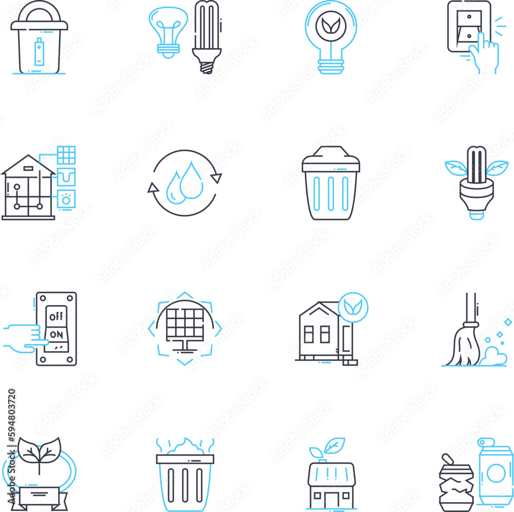 Ecological responsibility linear icons set. Sustainability ...