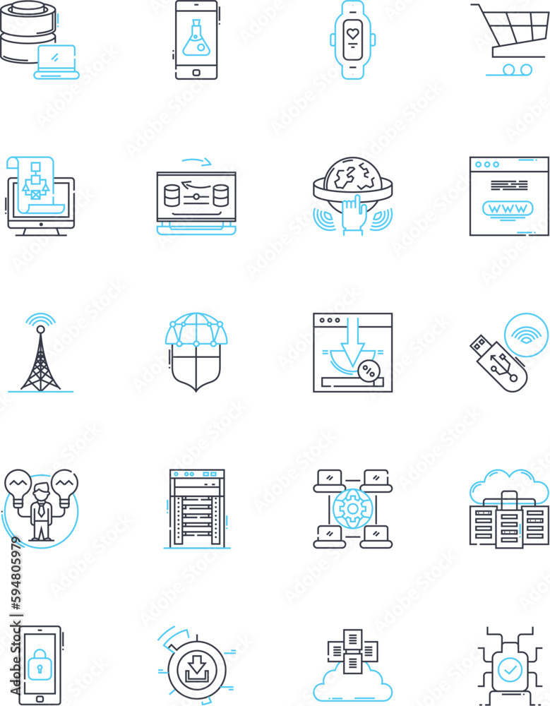 Competitive analysis linear icons set. Benchmarking, Analysis, Research ...