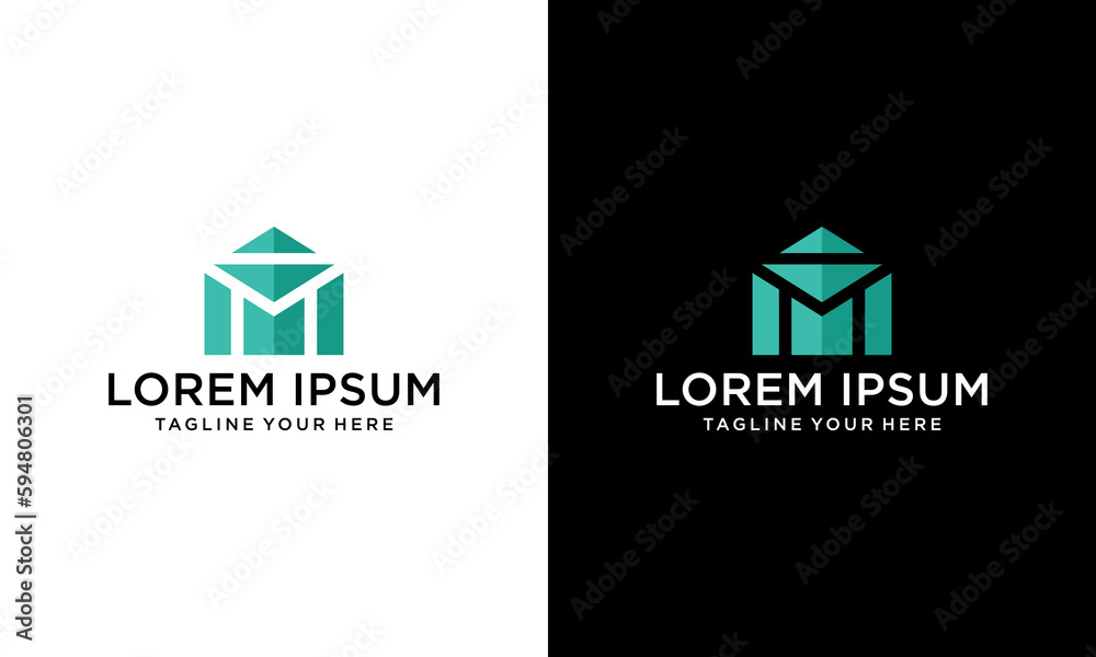 Abstract M logo, letter M with digital mail icon combination, usable ...