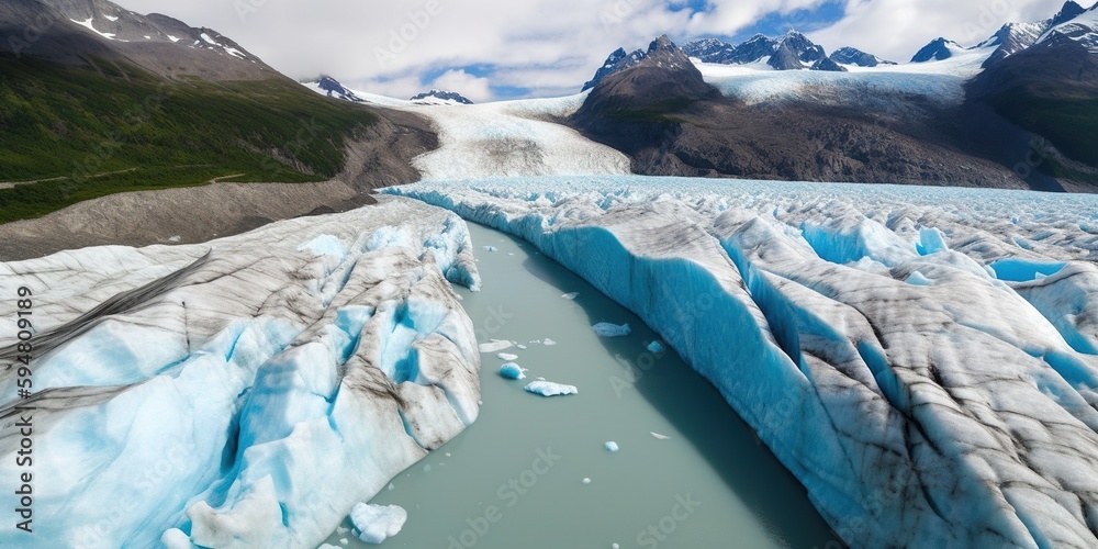 A melting glacier, illustrating the alarming consequences of global ...