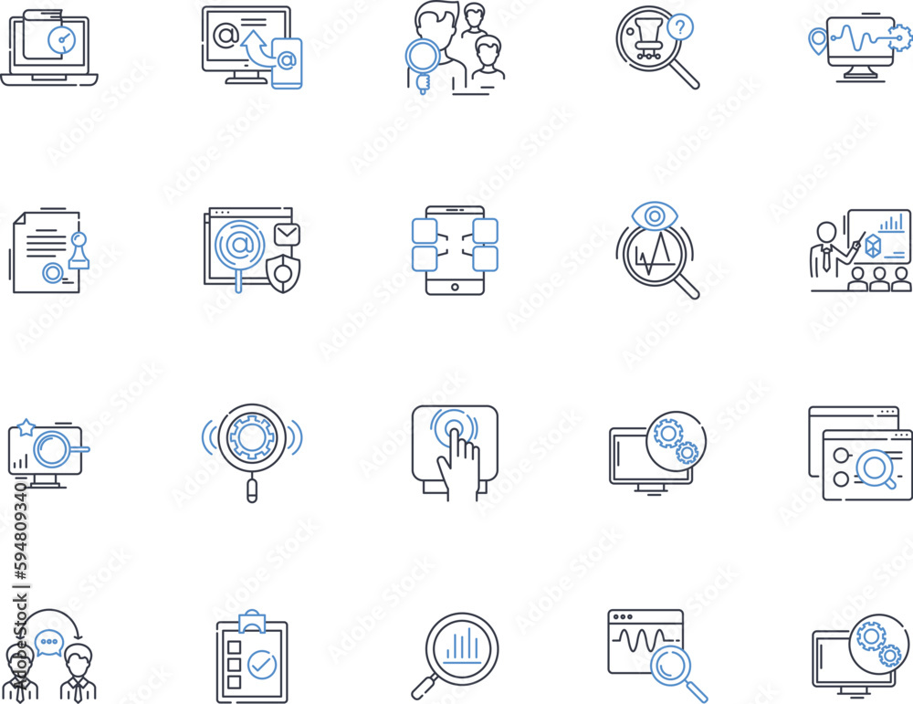 Look up line icons collection. Research, Investigate, Explore, Scan ...
