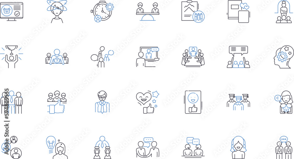 Commencing development line icons collection. Inception, Initiation ...