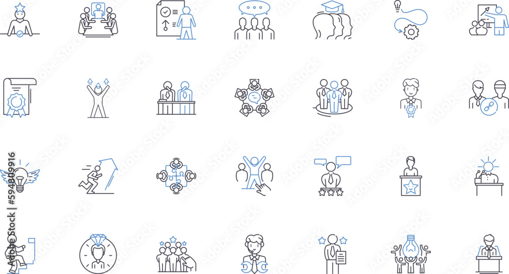 Senior leadership line icons collection. Authority, Experience ...