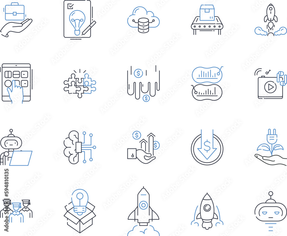 Upgradation line icons collection. Enhancement, Advancement ...