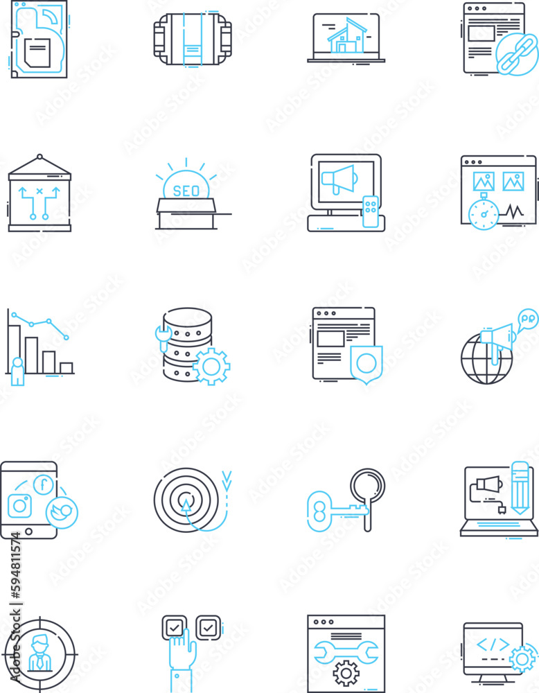 Product branding linear icons set. Identity, Logo, Recognition ...