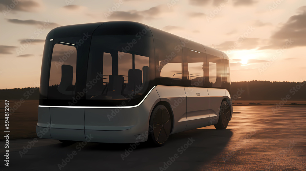 Future of rural autonomous mobility bus. Public transport across the ...