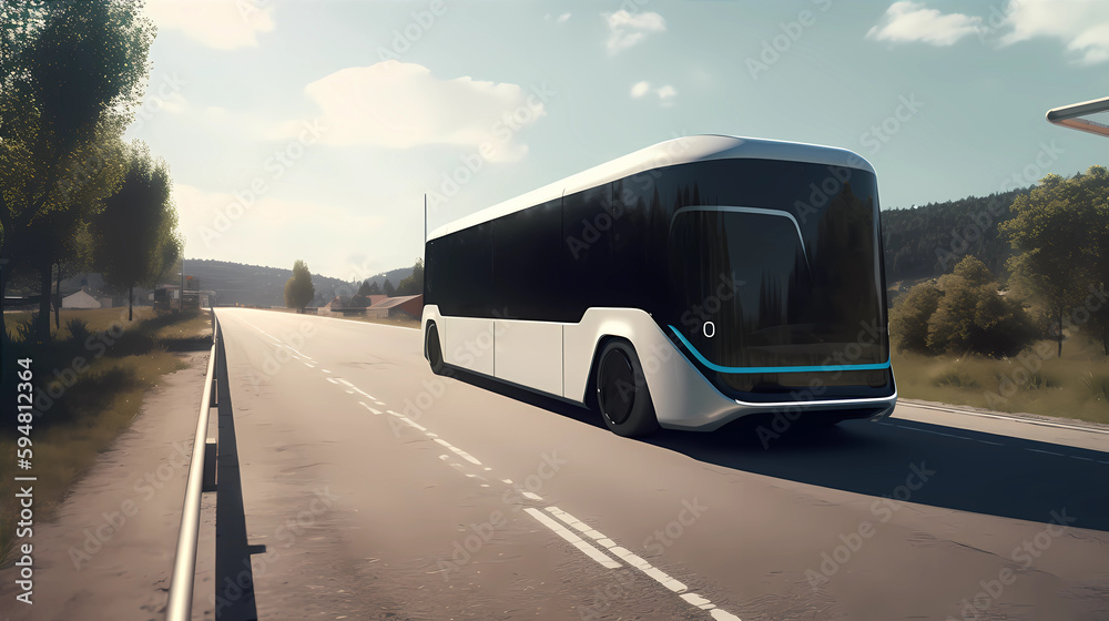 Future of rural autonomous mobility bus. Public transport across the ...