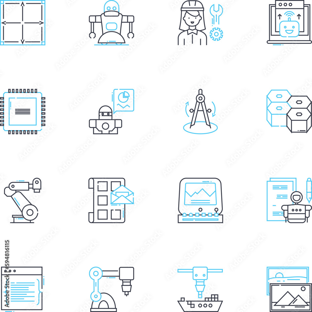 computational design linear icons set. Algorithm, Optimization ...