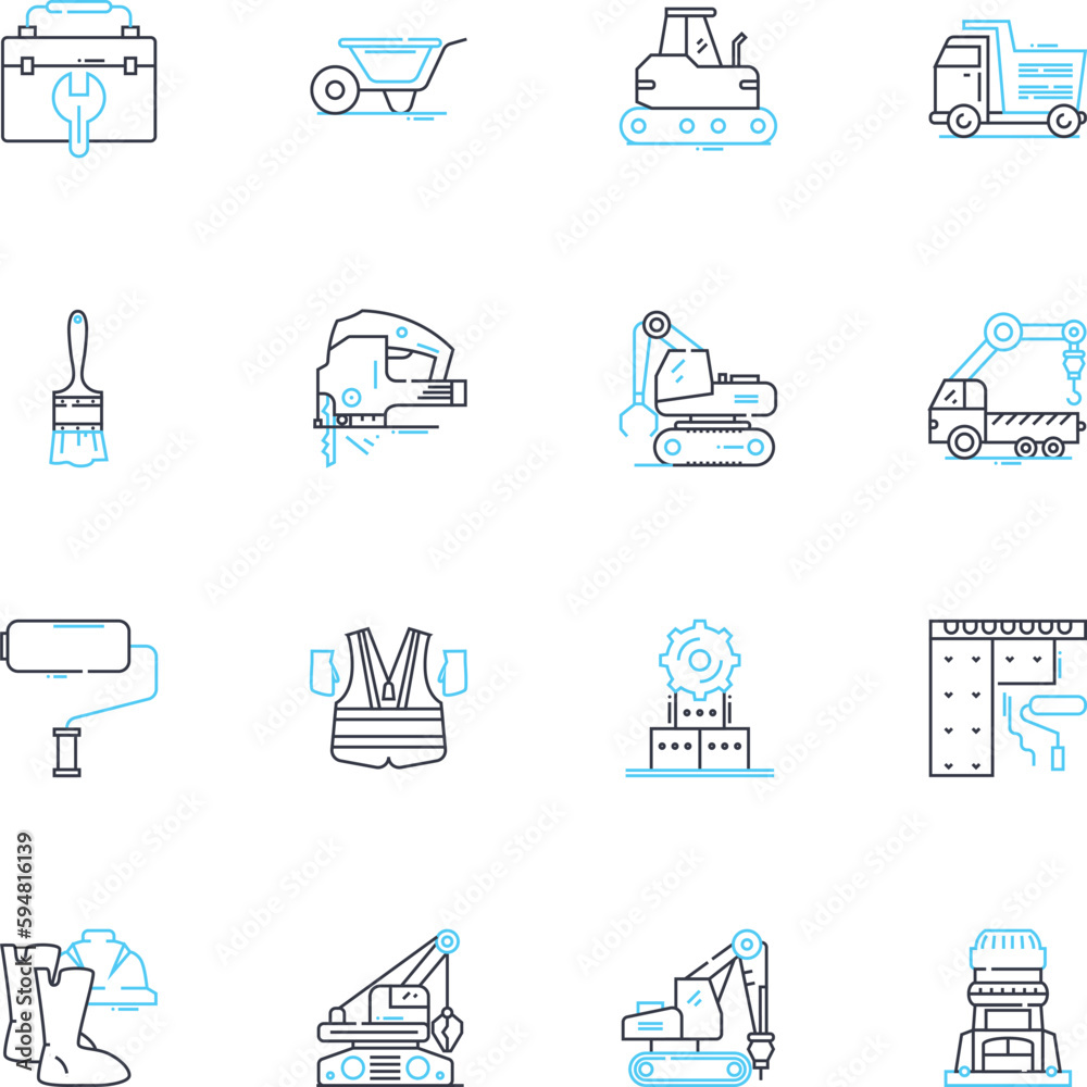 Durable design linear icons set. Resilient, Robust, Strong, Reliable ...