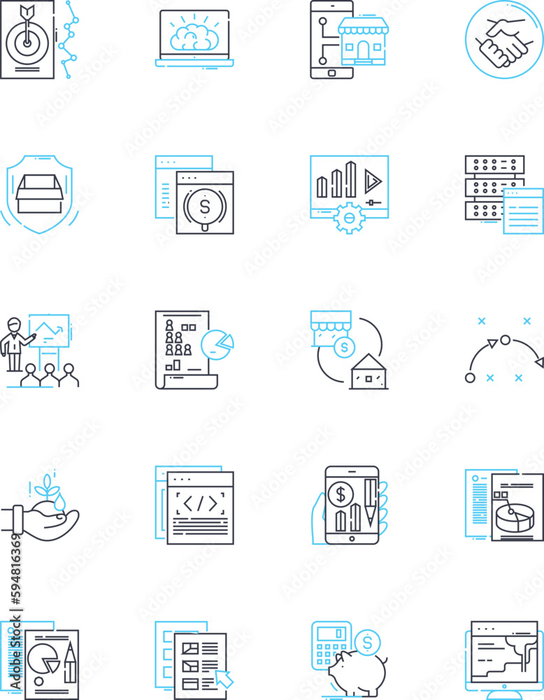 Virtual reports linear icons set. Interactive, Immersive, Accessible ...