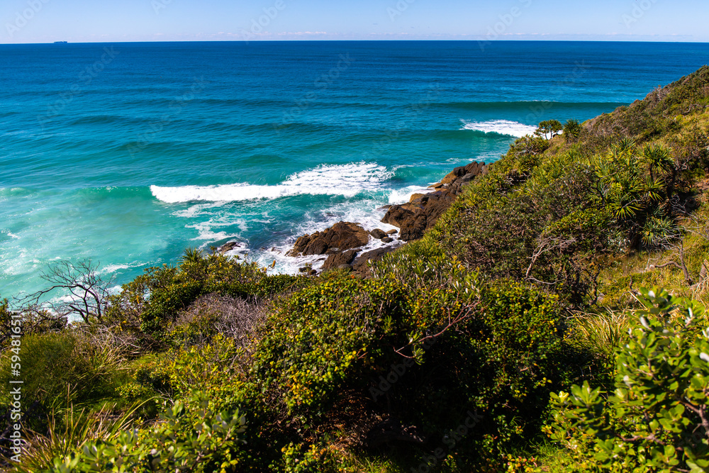 panorama of new south wales coast in hat head national park; green ...