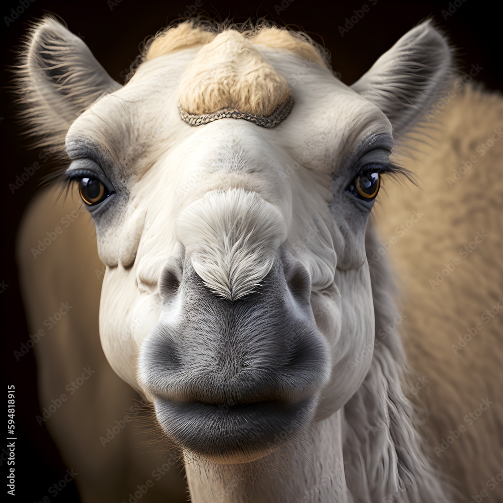 an upclose look at a white camel fully body 4k hyper realism Stock ...