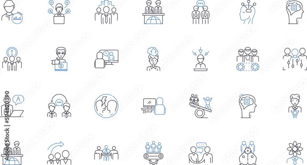 Facilitator line icons collection. Guide, Coach, Leader, Organizer ...