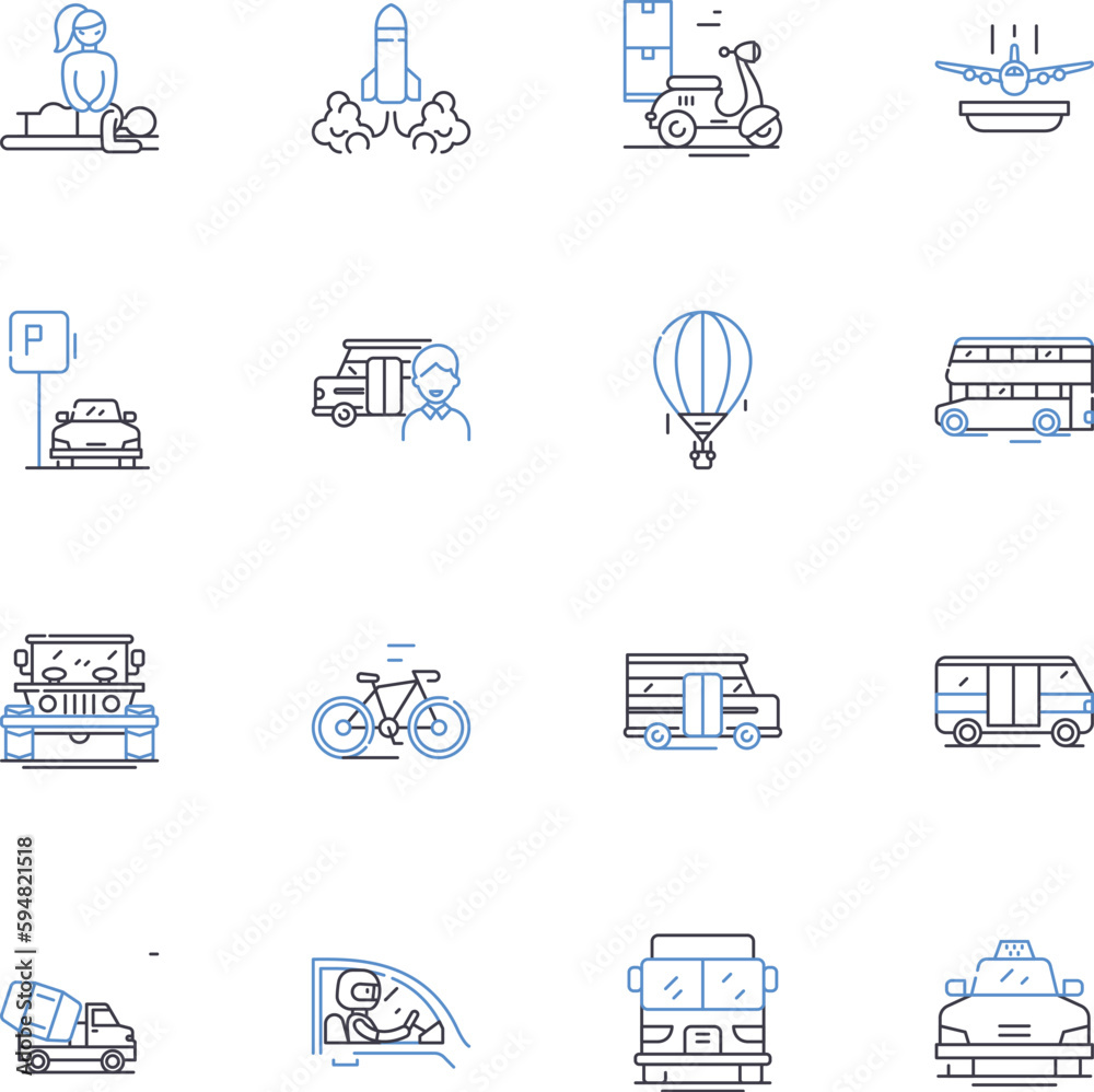 Sojourn line icons collection. Wanderlust , Odyssey , Journey ...