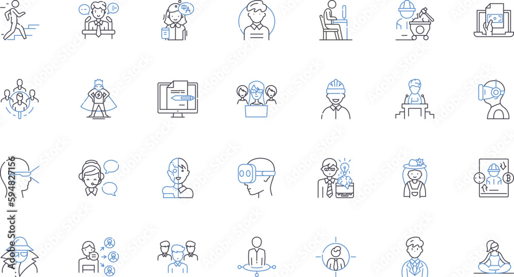 Administrative role line icons collection. Organizing, Scheduling ...