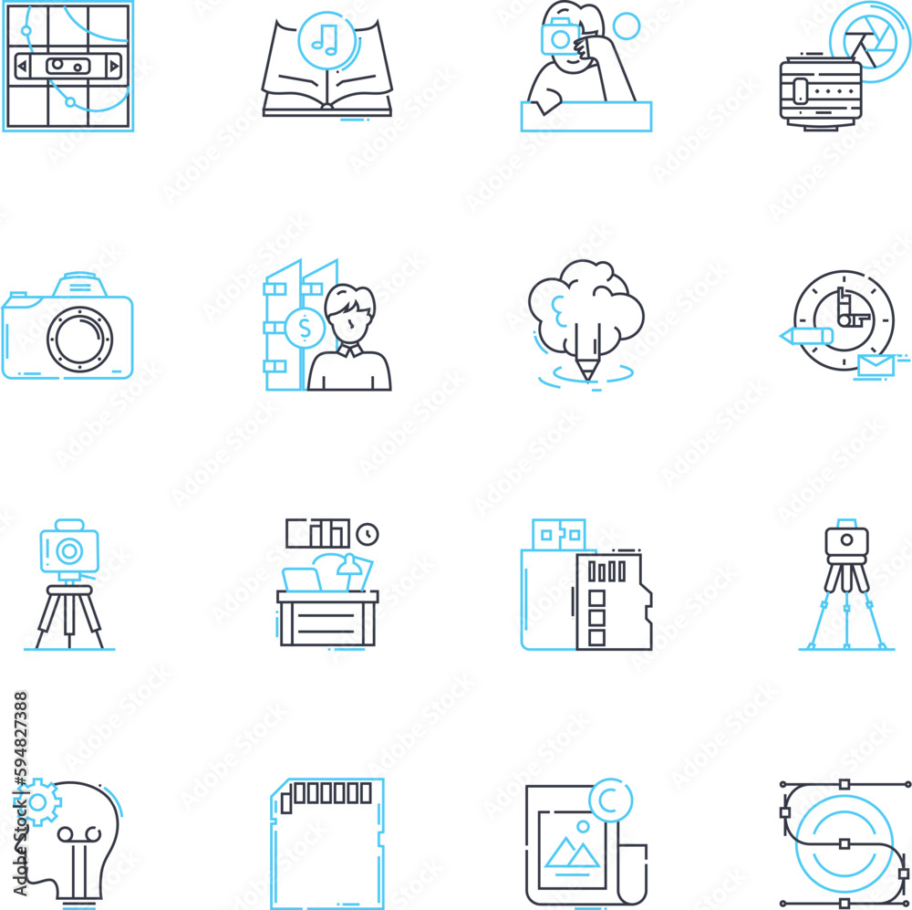 Printmaking linear icons set. Etching, Lithography, Woodcut, Engraving ...