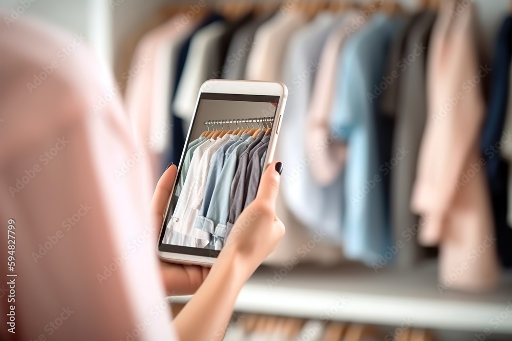 Close up shot of woman holding smart phone with screen with photograph ...