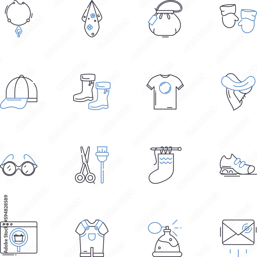 Packaging line icons collection. Protection, Design, Sustainability ...