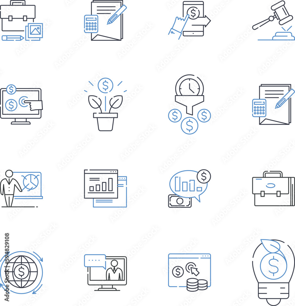 Cash profit line icons collection. Revenue, Income, Earnings, Gain ...