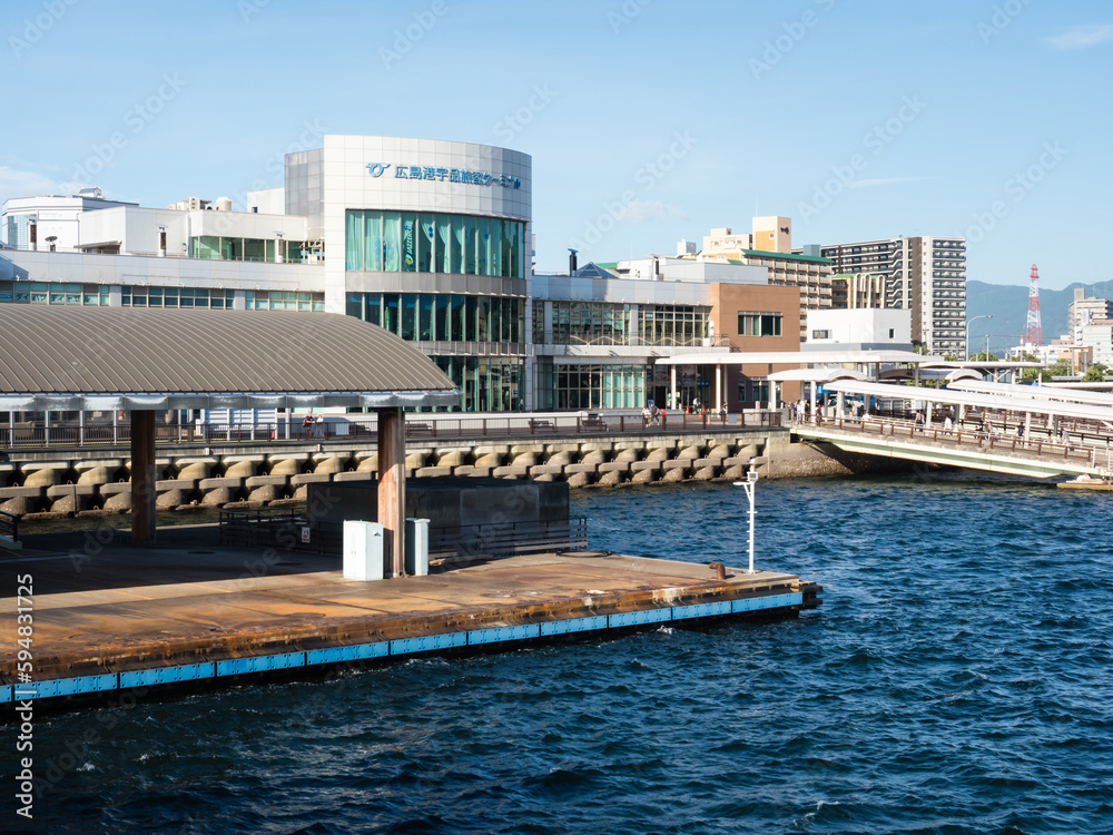 Hiroshima, Japan - August 24, 2018: Ferry docks at Ujina passenger ...