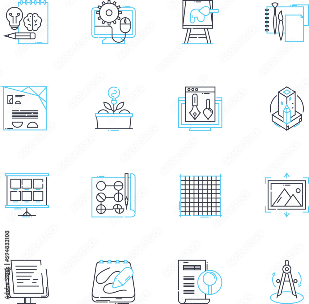 Image Processing Linear Icons Set Pixels Filters Segmentation Compression Enhancement