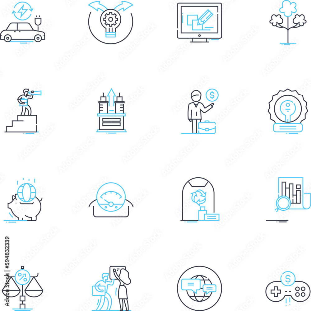 Vetor de International trade linear icons set. Exchange, Import, Export ...