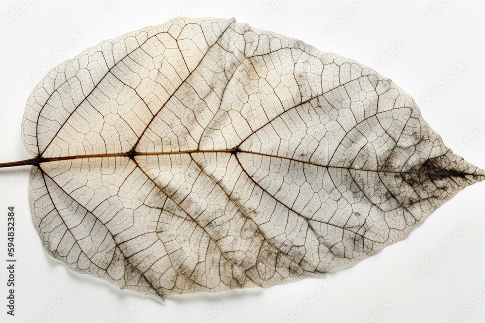 leaf skeletons with veins and cells on white background. Generative AI ...