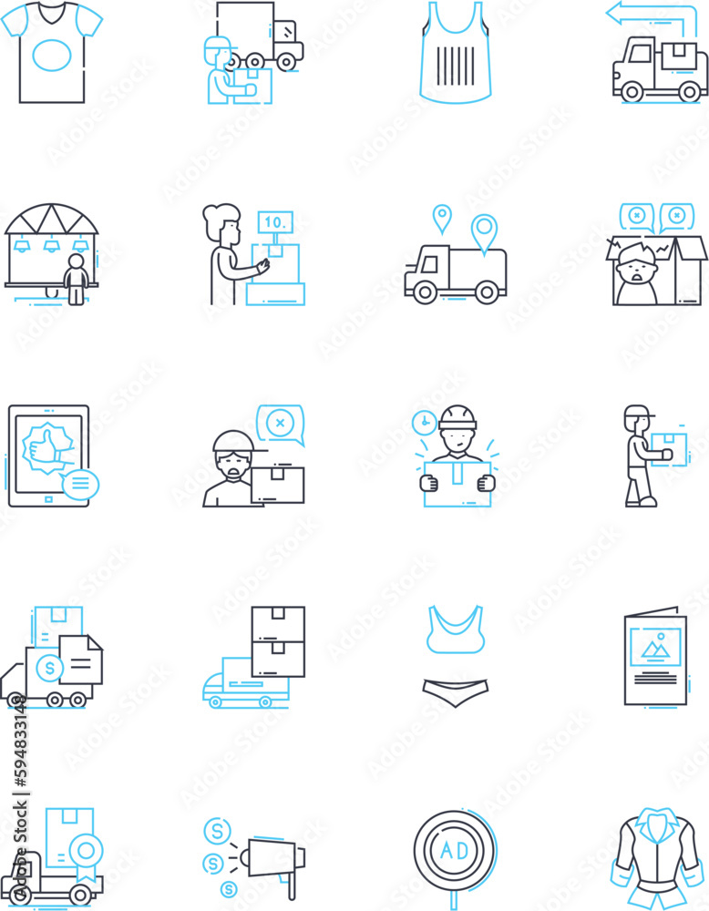 Distribution Systems linear icons set. Logistics, Warehousing ...