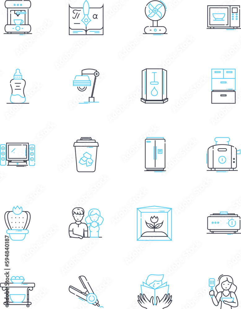 Family members linear icons set. Mother, Father, Son, Daughter, Sister ...