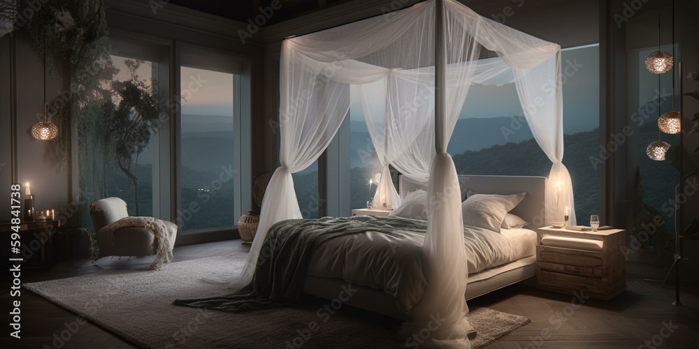 A romantic and dreamy Bedroom featuring soft, ethereal fabrics and ...