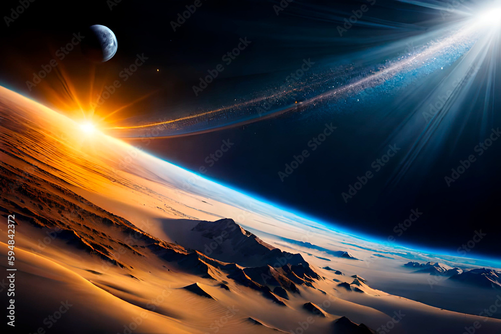 sunrise over the earth galaxy Stock Illustration | Adobe Stock
