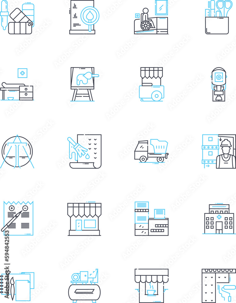 Structure linear icons set. Architecture, Framework, Design ...