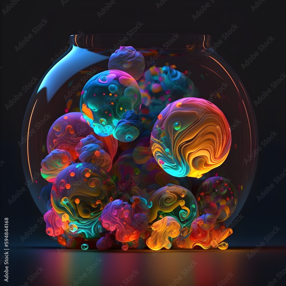 swirling minimalism hallucination rainbow meatballs shapes light graphic design print 3d ...