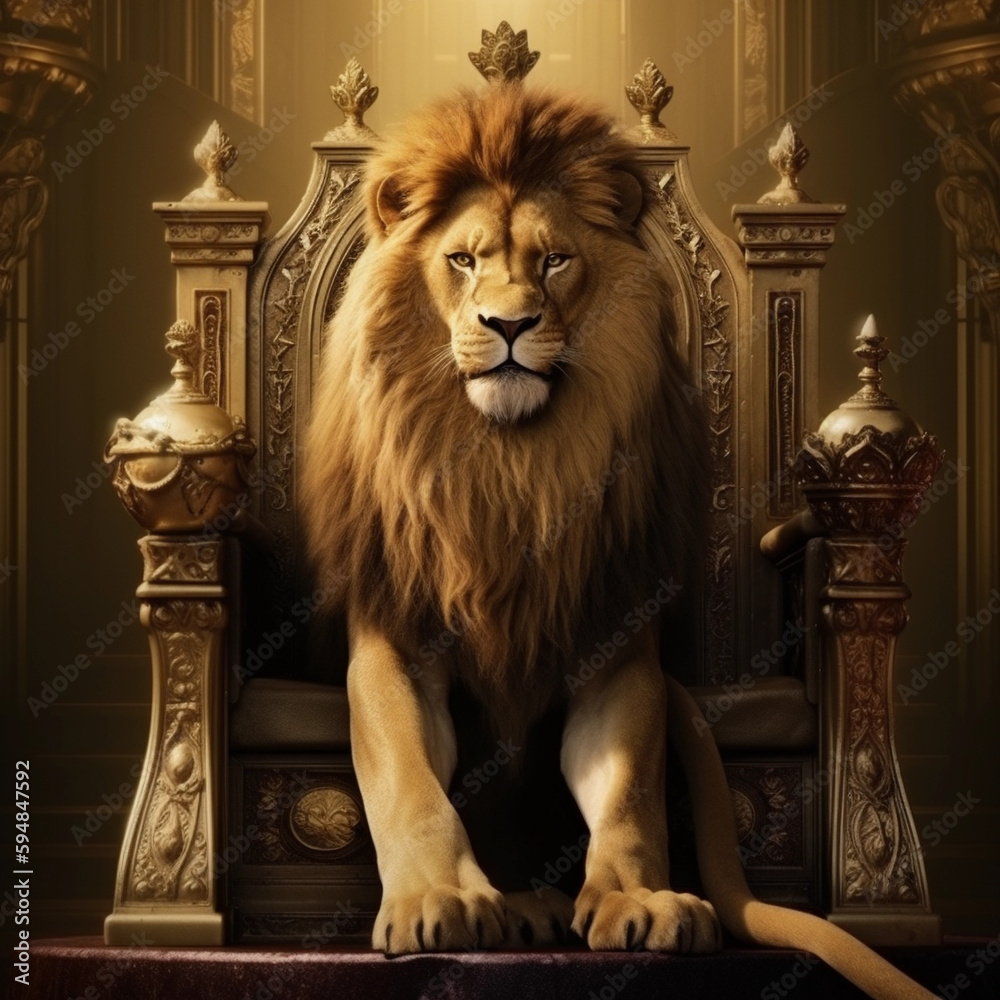 lion of the tribe of Judah sitting on a throne Stock Illustration ...