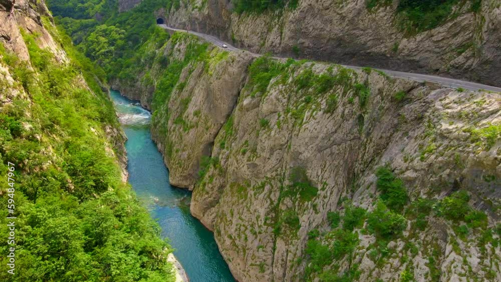 Aerial video of the stunning Moracha River canyon in Montenegro. Soar ...