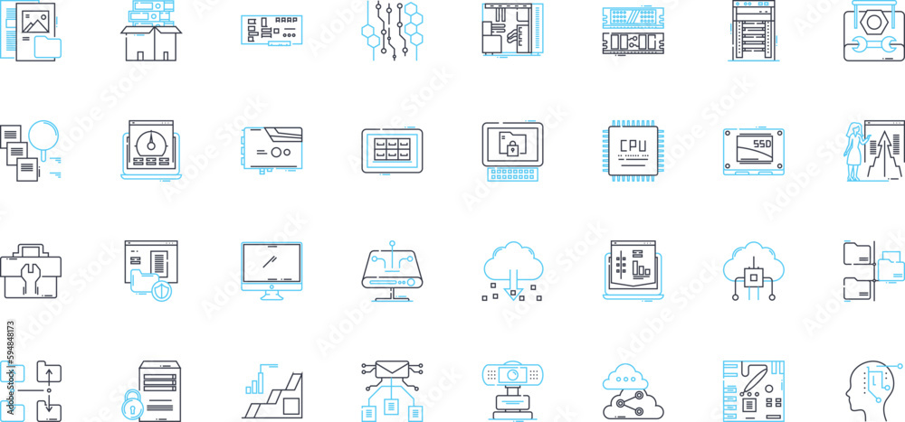 Electronic technology linear icons set. Circuits, Semiconductors ... Electronic technology linear icons set. Circuits, Semiconductors ...