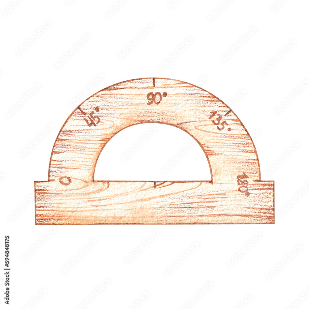 Watercolor protractor on a white background Stock Illustration | Adobe ...