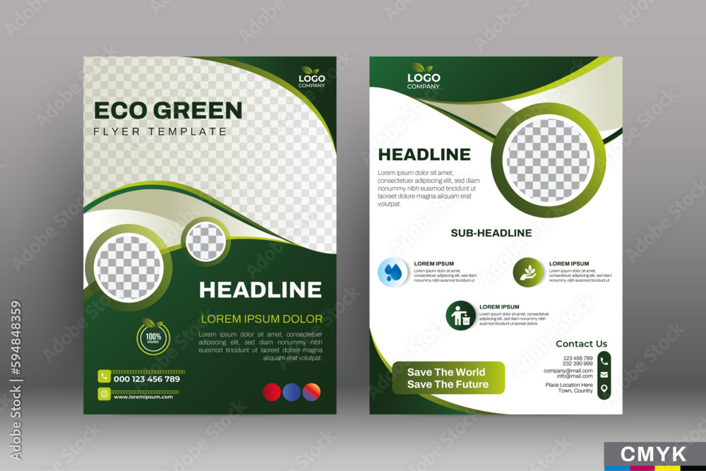 Editable Green Flyer templates. Nature green leaf, environment design ...