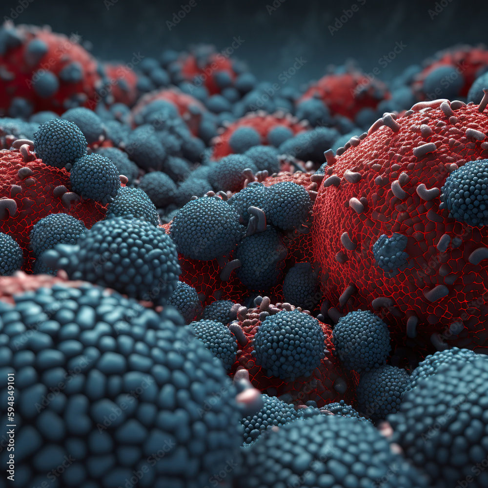 Good cells covered by AIDS cells in orange and light blue style ...