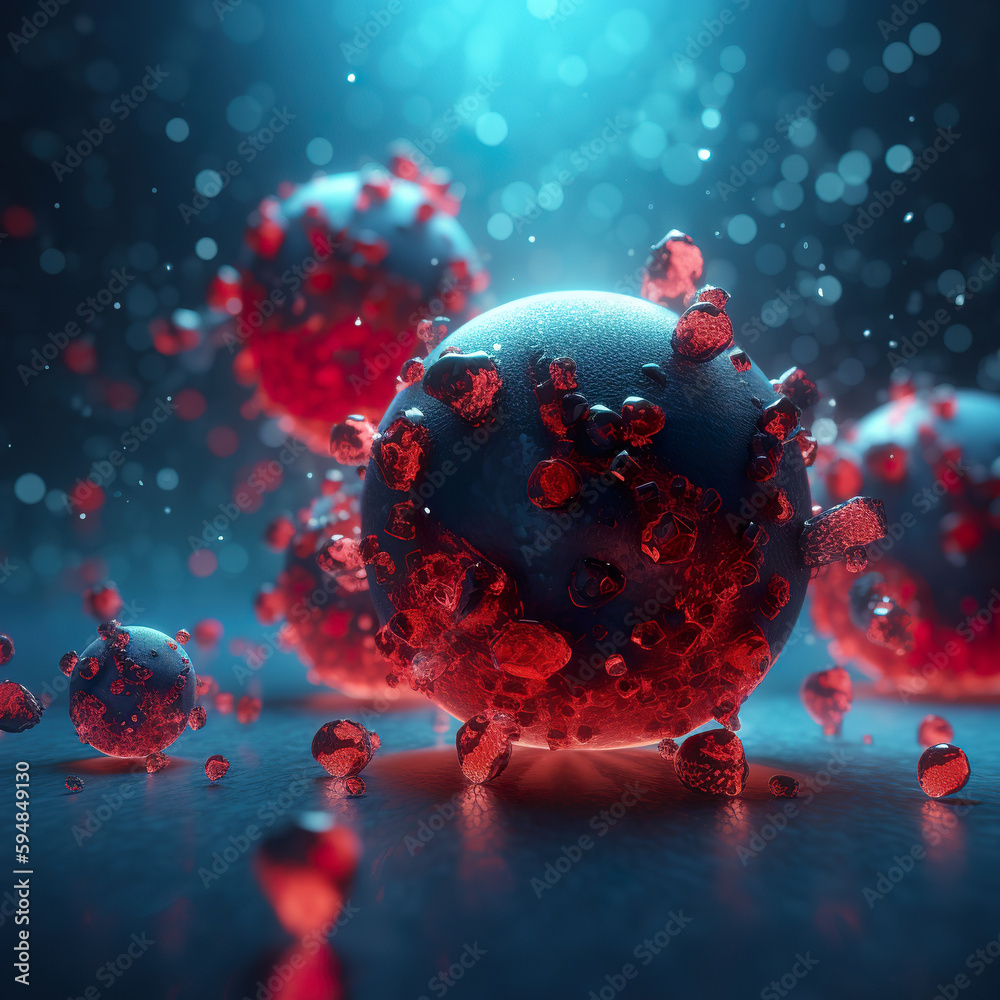 Good cells covered by AIDS cells in orange and light blue style ...