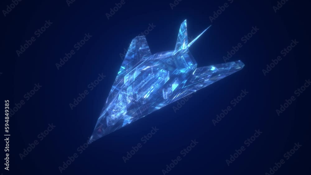 Blue digital technology stealth fighter, fighter model demonstration ...