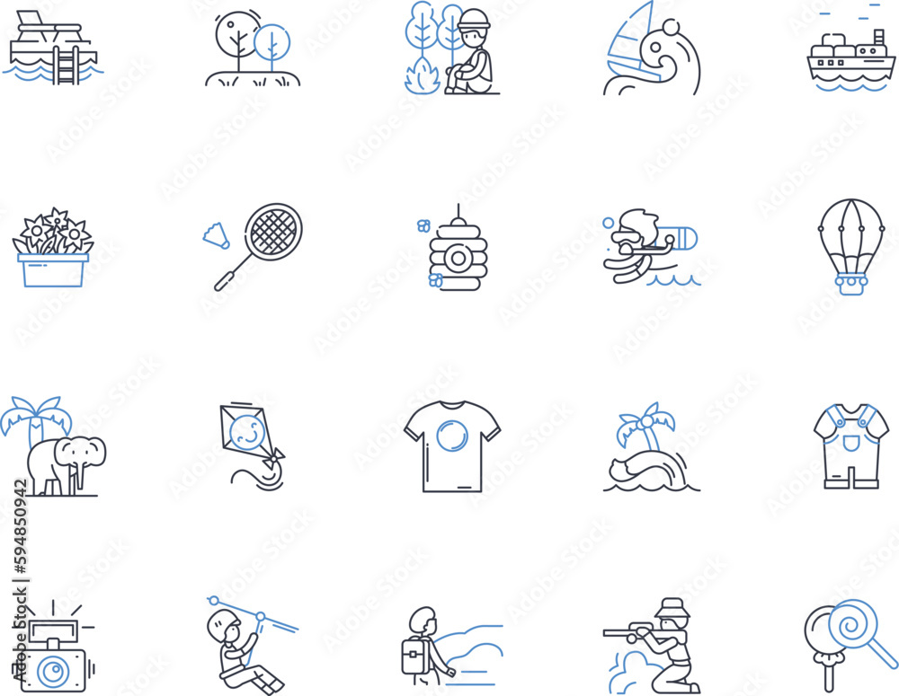 Pool time line icons collection. Splashing, Sunscreen, Refreshing ...