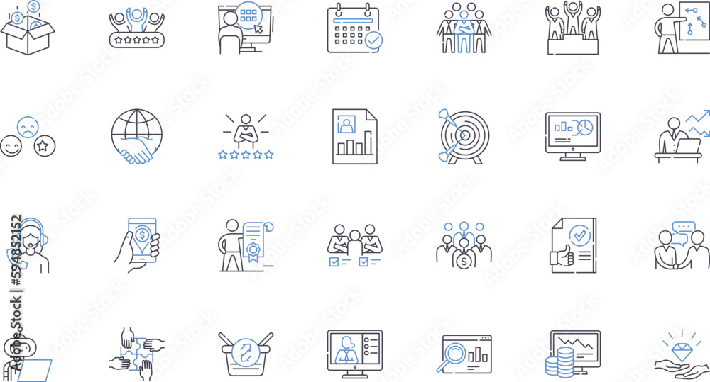 Operational planning line icons collection. Strategy, Goals, Objectives ...