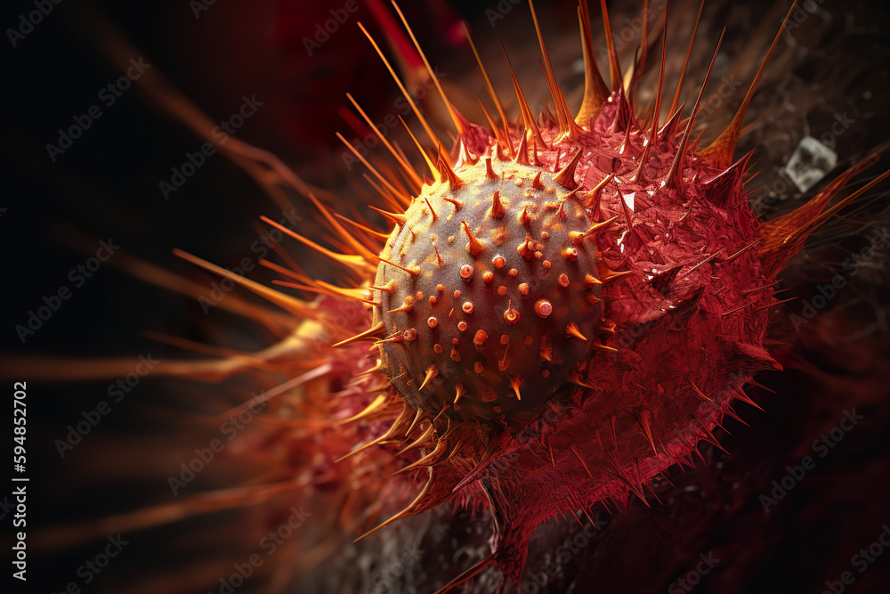 Good cells covered by cancer cells in light orange style. Tumor ...