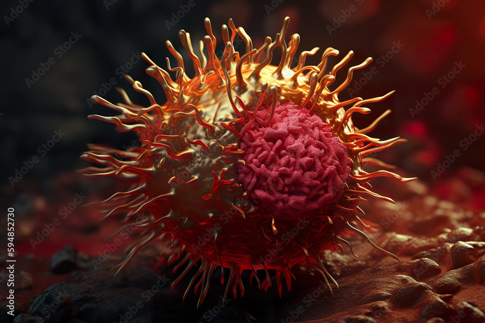 Good cells covered by cancer cells in light orange style. Tumor ...